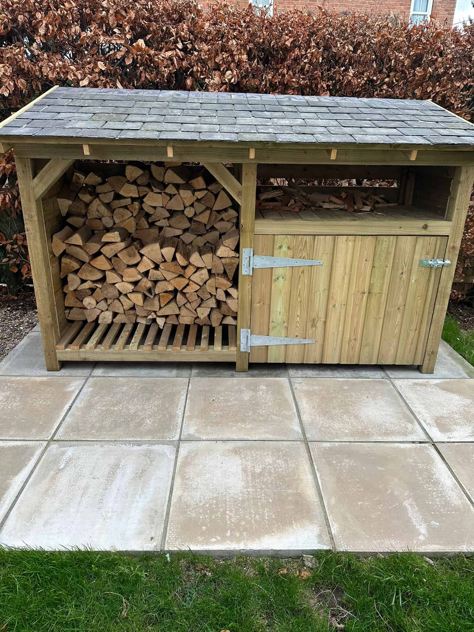 George - Log Store With Kindling Shelf